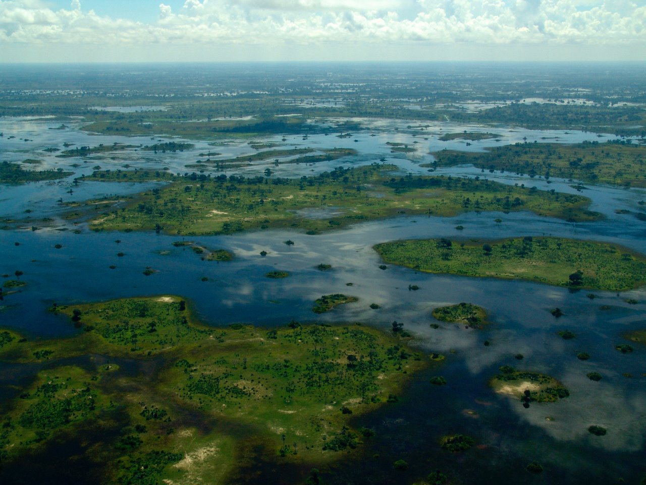 El delta del Okavango a vista de pájaro