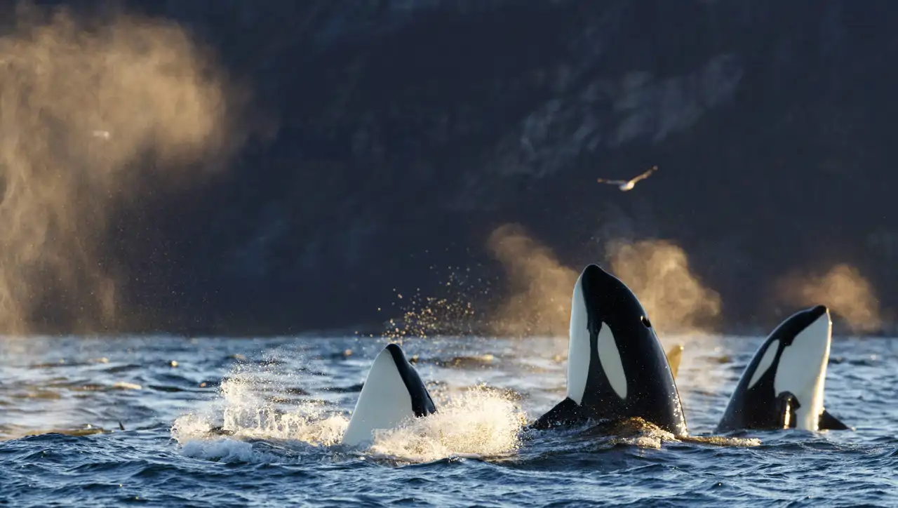 Observan cómo un grupo de orcas se une para cazar tiburones blancos